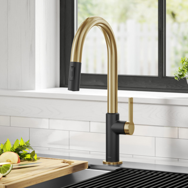 Oletto Single Handle Pull-Down Kitchen Faucet - Contemporary - Kitchen ...