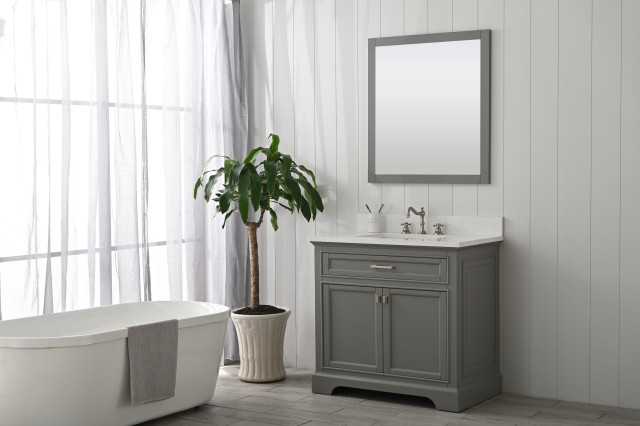 Milano Single Vanity, Gray, 36" - Transitional - Bathroom Vanities And ...