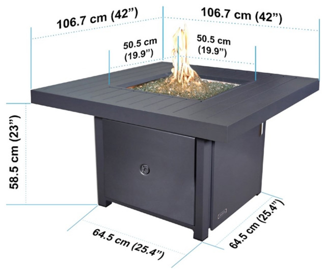 Sunbeam Fabia Contemporary Aluminum Fire Table in Gray Finish ...