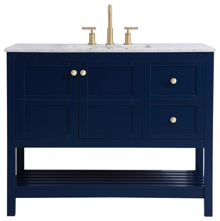 Elegant VF16542BL 42"Single Bathroom Vanity, Blue - Transitional ...