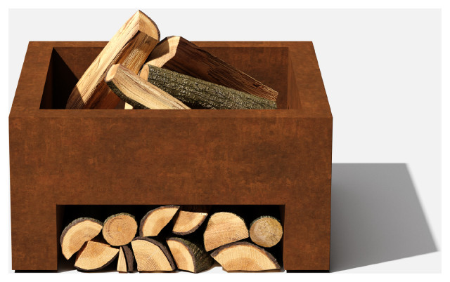 Fire Series Corten Steel Pit Cube - Transitional - Fire Pits - by ...