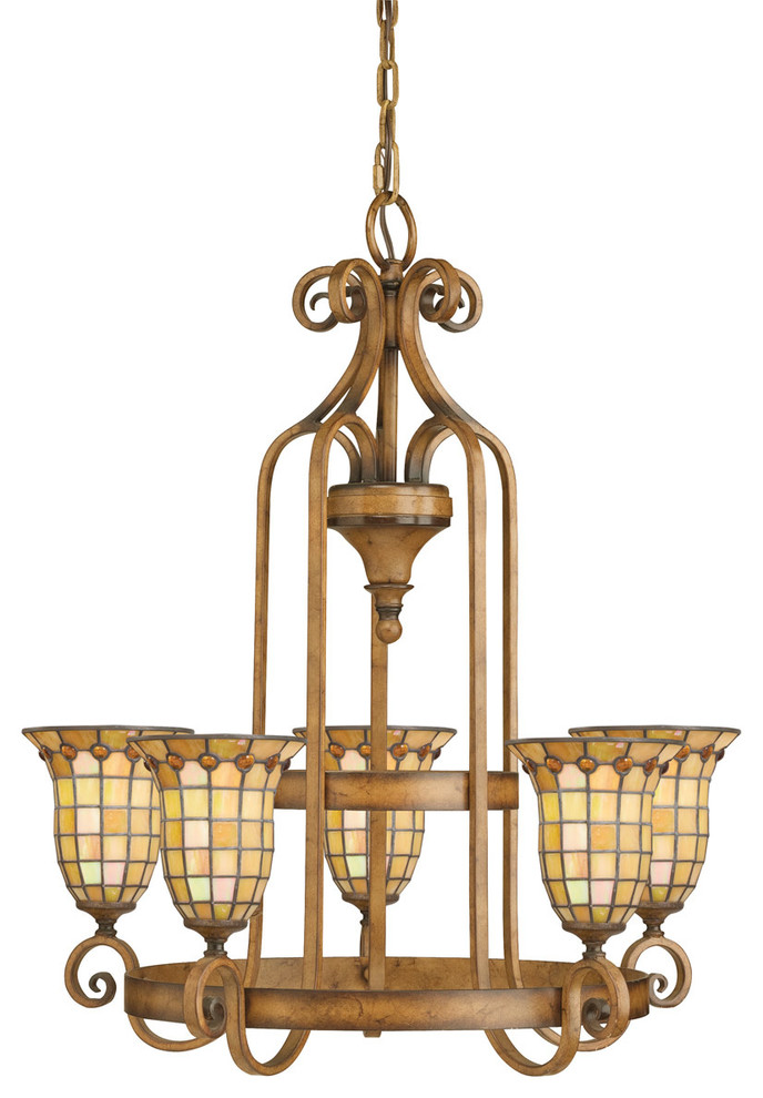 Kichler-Lighting 5-Light Westerly Art Glass Foyer Chandelier, Mottled ...