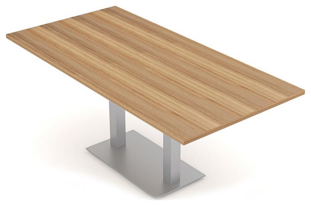 6 Person Conference Table 6' Rectangle Laminate Top Square Metal Base ...