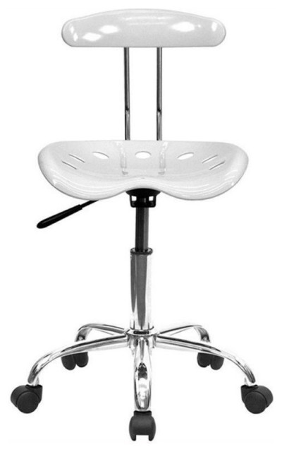 Scranton & Co Polymer Plastic Computer Task Office Chair in White and ...