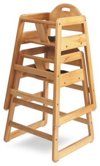Solid Wood High Chair, Natural - Contemporary - High Chairs And Booster ...