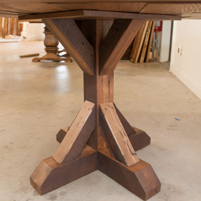 Thornton Barnwood Square Pedestal Dining Table, 60x60 - Rustic - Dining ...