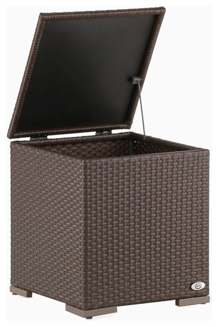 Serta Laguna Wicker Patio Storage Side Table in Brown - Tropical ...