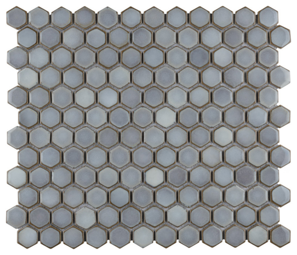 Hudson 1" Hex Grey Eye Porcelain Mosaic Tile, Sample - Contemporary ...
