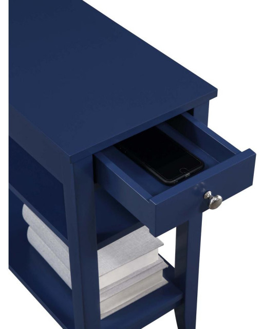 American Heritage 1 Drawer Chairside End Table with Shelves Cobalt Blue ...