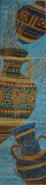 Ancient Water Pots Mosaic Design, 24" x 96" - Contemporary - Tile ...