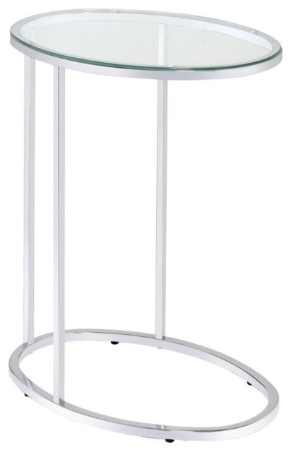 Coaster Contemporary Oval Glass Top Accent Table with Open Base in ...