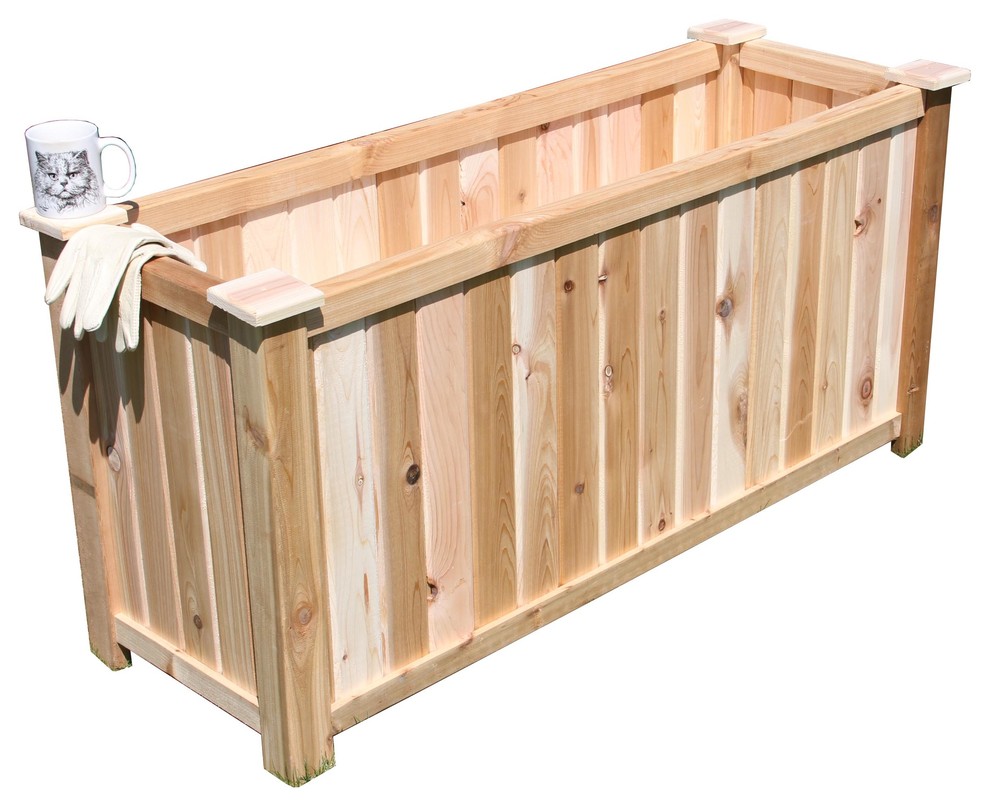 Rectangular Cedar Planter, 51" - Rustic - Outdoor Pots And Planters ...
