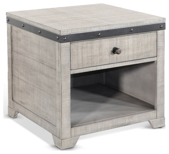 Sunny Designs Traditional Mahogany Wood End Table in Alpine Gray ...