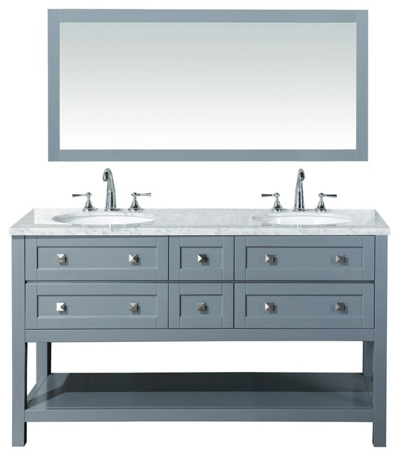 Marla Bathroom Vanity With Mirror, 60" - Transitional - Bathroom ...