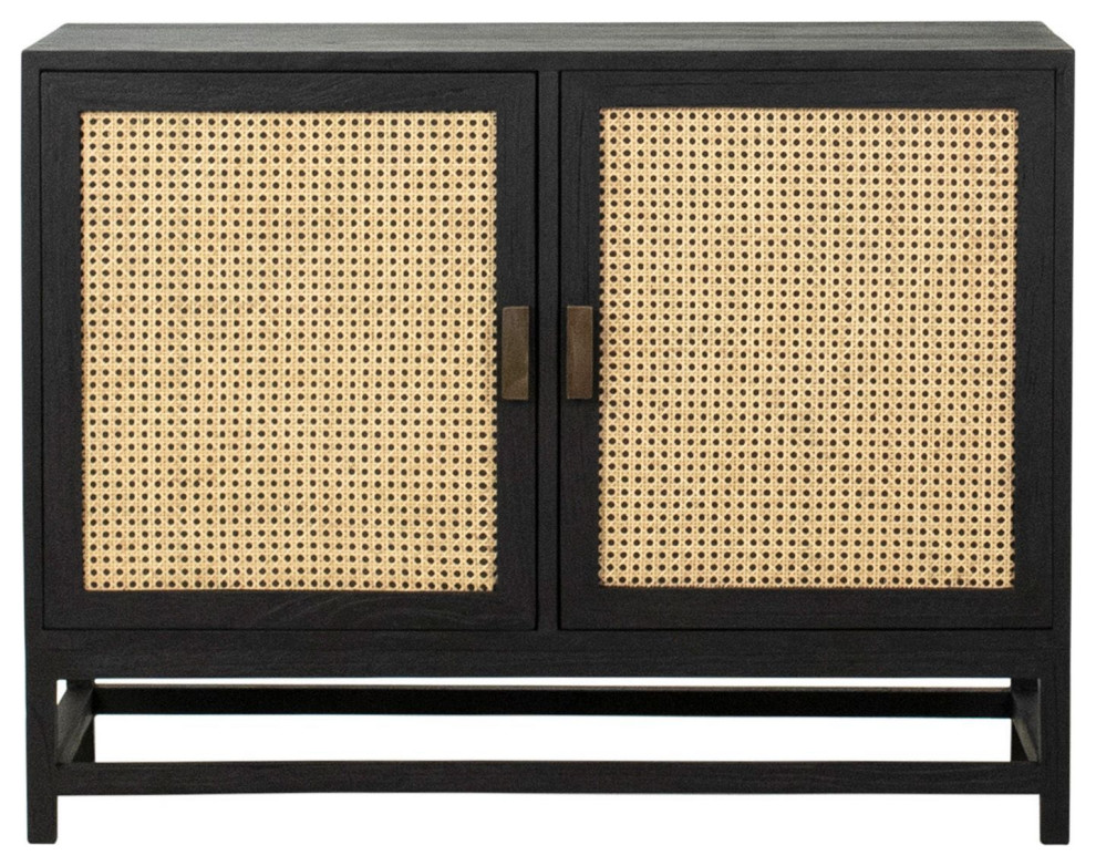 Royette 42" Exotic Wood and Rattan 2-Door Sideboard - Tropical ...