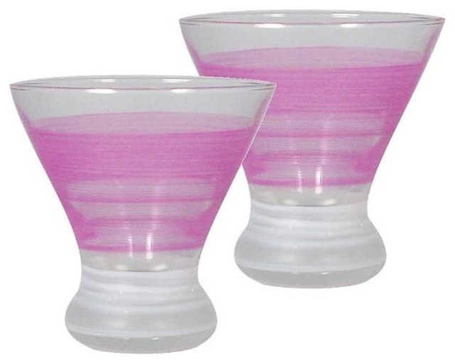 Retro Stripe Pink Cosmopolitan Glasses, Set of 2 - Contemporary ...