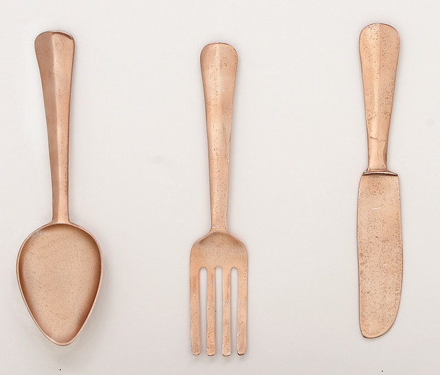Urban Designs Aluminum 3-Piece English Utensil Wall Art, Copper Finish ...