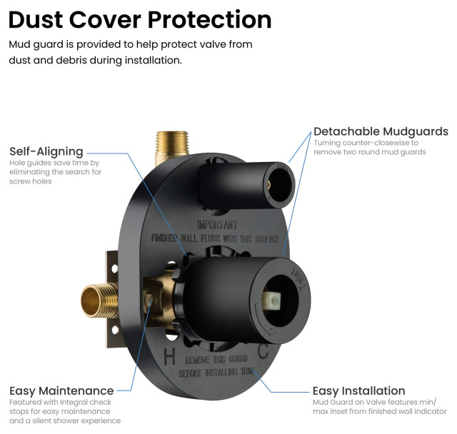 Ceiling Mounted 2-Function Shower System, Rough, Valve - Contemporary ...