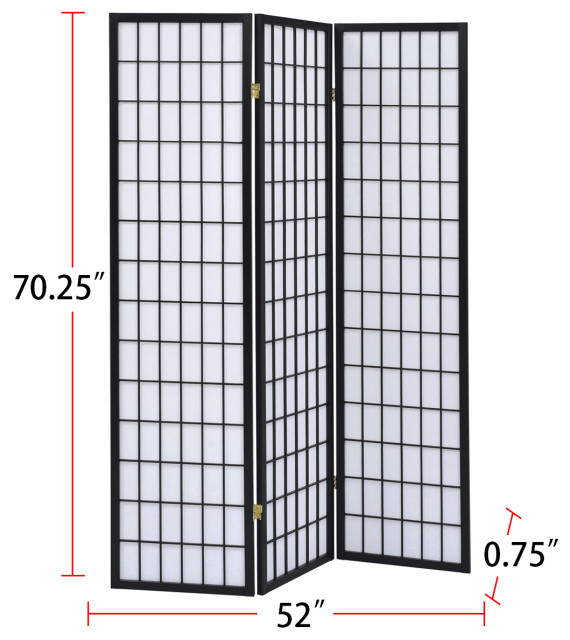 3-Panel Folding Screen, Black And White - Transitional - Screens And ...