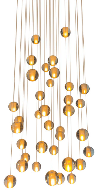 Orion 36 Light Floating Glass LED Chandelier, Round Canopy ...