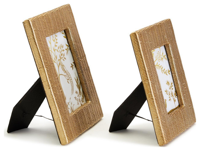 Two's Company 53655 2-Piece Set Basket Weave Pattern Photo Frame Chic ...