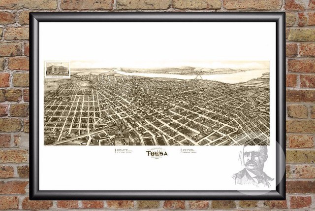 Historic Tulsa, OK Map 1918, Vintage Oklahoma Art Print Decor, 12"x18 ...