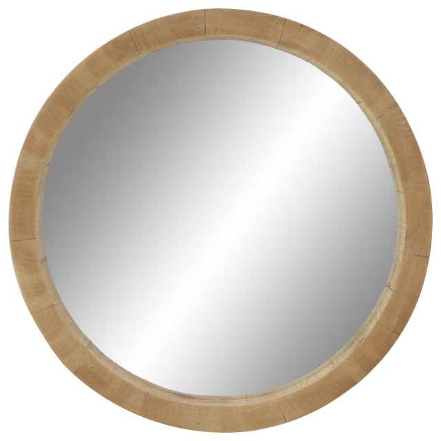 Zimlay Rustic Round Wooden Wall Mirror 89272 - Transitional - Wall ...