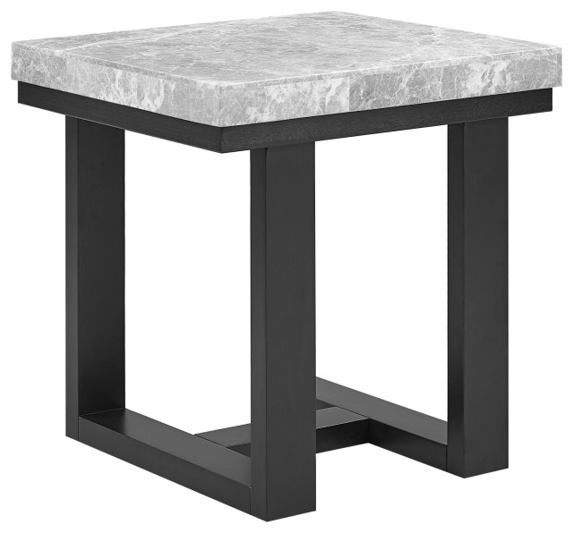 Lucca Gray Marble Top End Table - Transitional - Side Tables And End ...