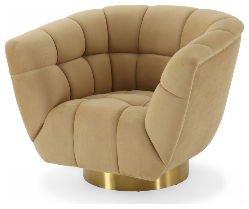 Arabella, Glam Mustard and Gold Fabric Chair - Contemporary - Armchairs ...