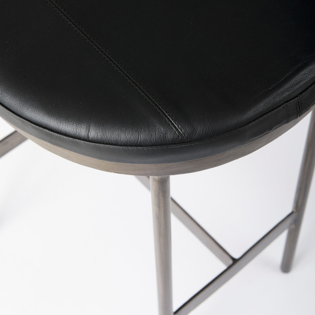 Millie Black Leather Seat With Nickel Metal Frame Counter Stool ...