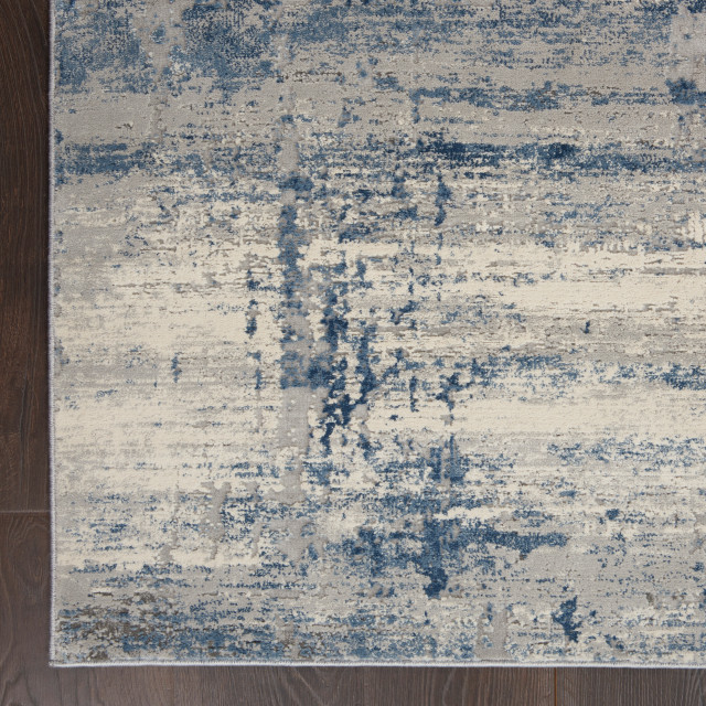 Nourison Home 3'11"x5'11" Rustic Textures RUS10 Blue & Gray Abstract ...