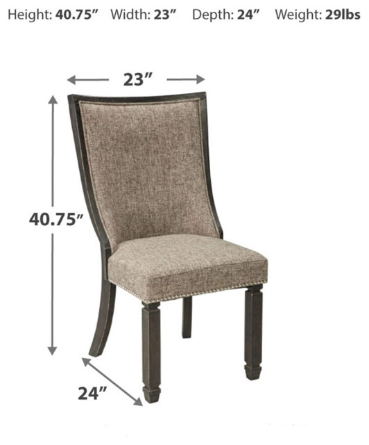 Urban Farmhouse Dining Chairs, Set of 2 in Almost Black Upholstery ...