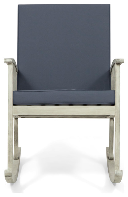 Beulah Outdoor Acacia Wood Rocking Chair - Farmhouse - Outdoor Rocking ...