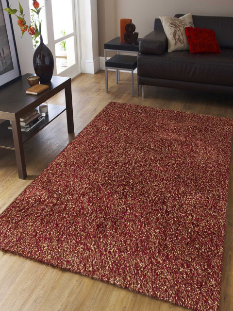 Amer Rugs Peacock PEK-4 Red Red Shag Area Rugs, 3'6"x5'6" Rectangle ...