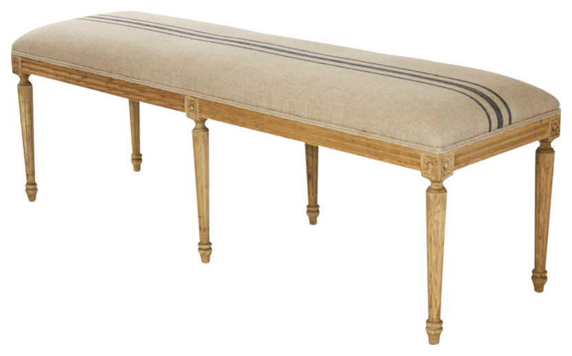 Louis Blue Striped Bench - Traditional - Upholstered Benches - by ...