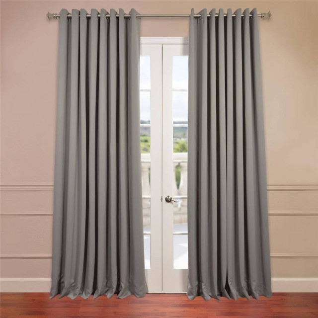 Neutral Gray Grommet Doublewide Room Darkening Curtain Single Panel ...