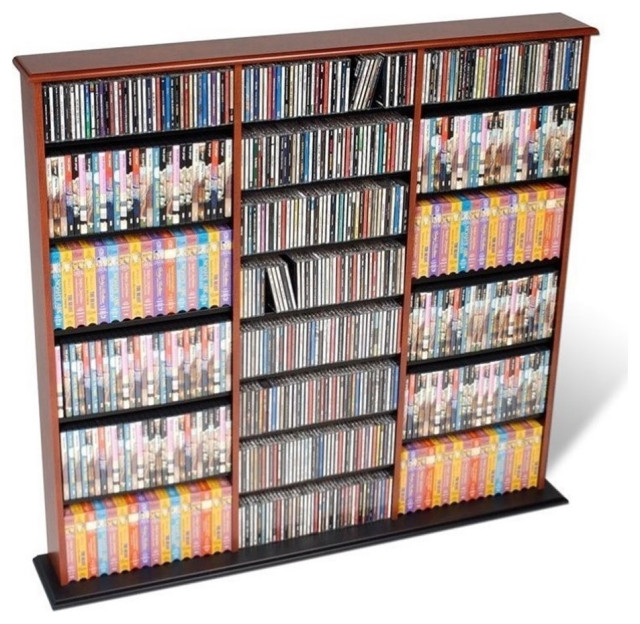 Atlin Designs 51" Triple CD DVD Wall Media Rack in Cherry and Black ...