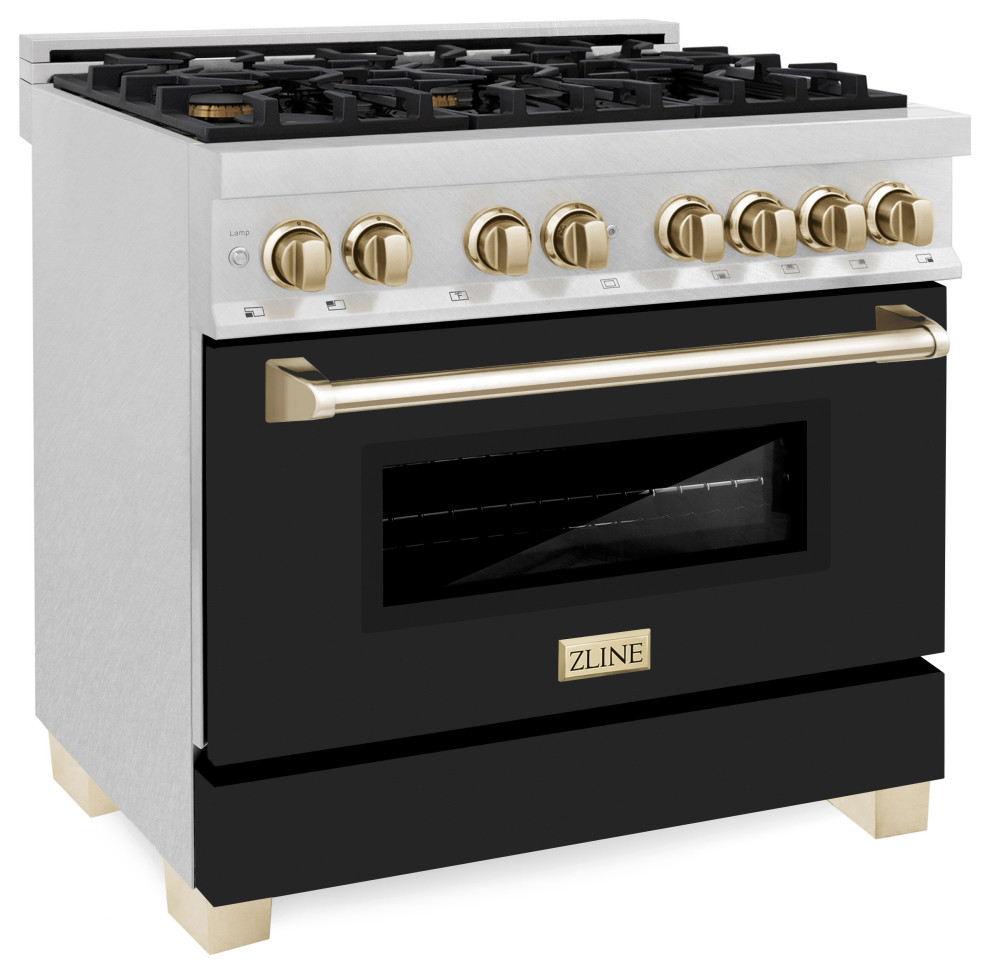 ZLINE Dual Fuel Range, DuraSnow Stainless Steel, RASZ-BLM-36-G ...