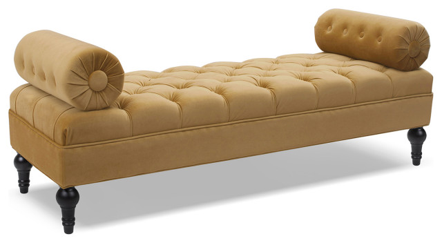 Lewis 60" Tufted Bolster Arm Entryway Bench - Eclectic - Upholstered ...