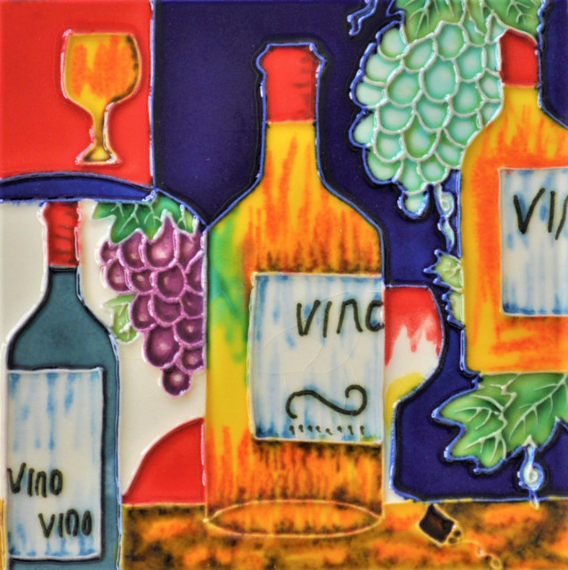 6x6" Spanish Wine Vino Ceramic Art Tile Hot Plate Trivet and Wall Decor ...