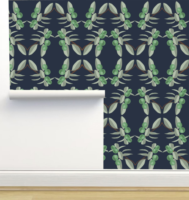 Lyme Navy Wallpaper by Monor Designs, 24"x72" - Contemporary ...