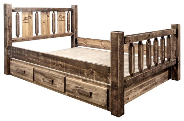 Montana Woodworks Homestead Wood Full Storage Bed with Moose Design in ...