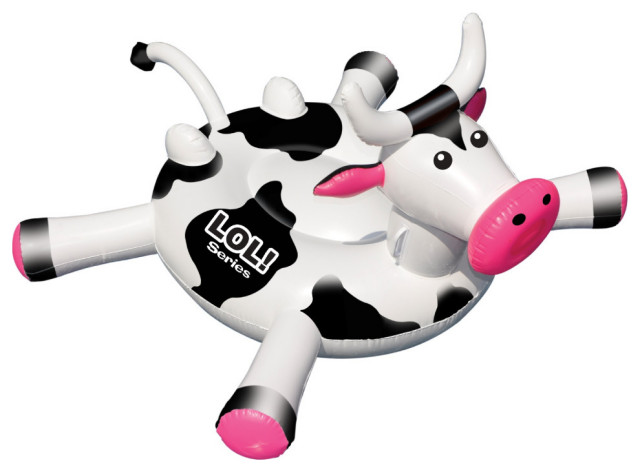 Inflatable Black and White Ride-On Cow Novelty Swimming Pool Float 54 ...