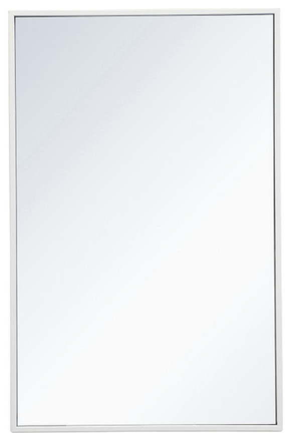 Metal Frame Rectangle Mirror 18X28", White - Contemporary - Wall ...
