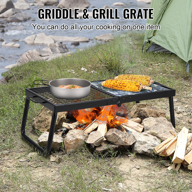 VEVOR Folding Campfire Grill Portable Camping Fire Pit Steel Outdoor ...