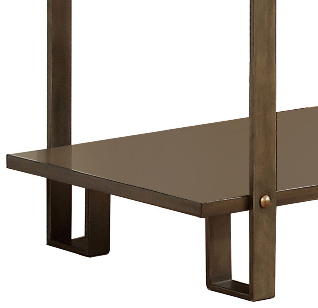 Rustic Console Table, Square Metal Legs With Dark Oak Finished Top ...