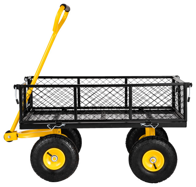Vevor Steel Garden Cart, Metal Wagon With Removable Mesh Sides, 900 Lbs ...