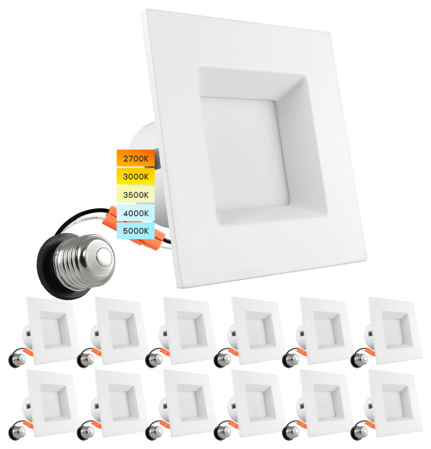 Luxrite 12 Pack 4" Square Recessed LED Can Light 5 Color Option ...