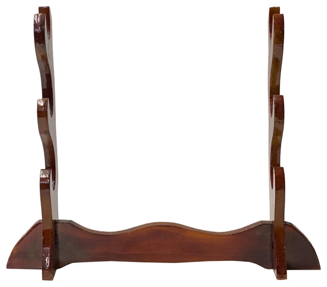 Chinese Reddish Brown Wood Horizontal Pen Brush Holder Display Rack ...