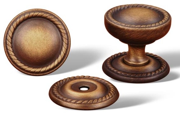 RKI Flat Rope Knob with Det. Back Plate - Traditional - Cabinet And ...